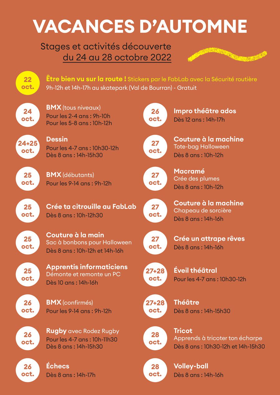 Stage vacances d'automne 2022 - MJC Rodez