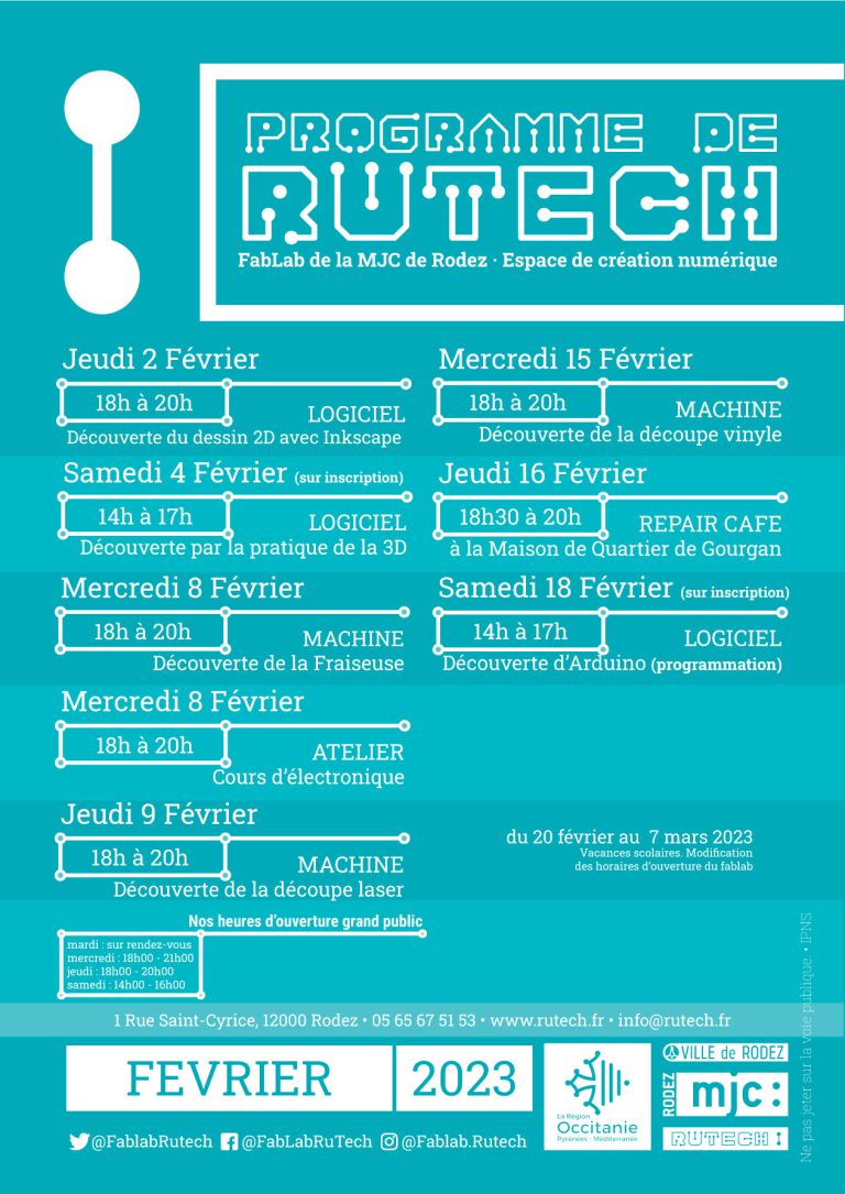 Programme du FabLab - Février 2023 - MJC Rodez